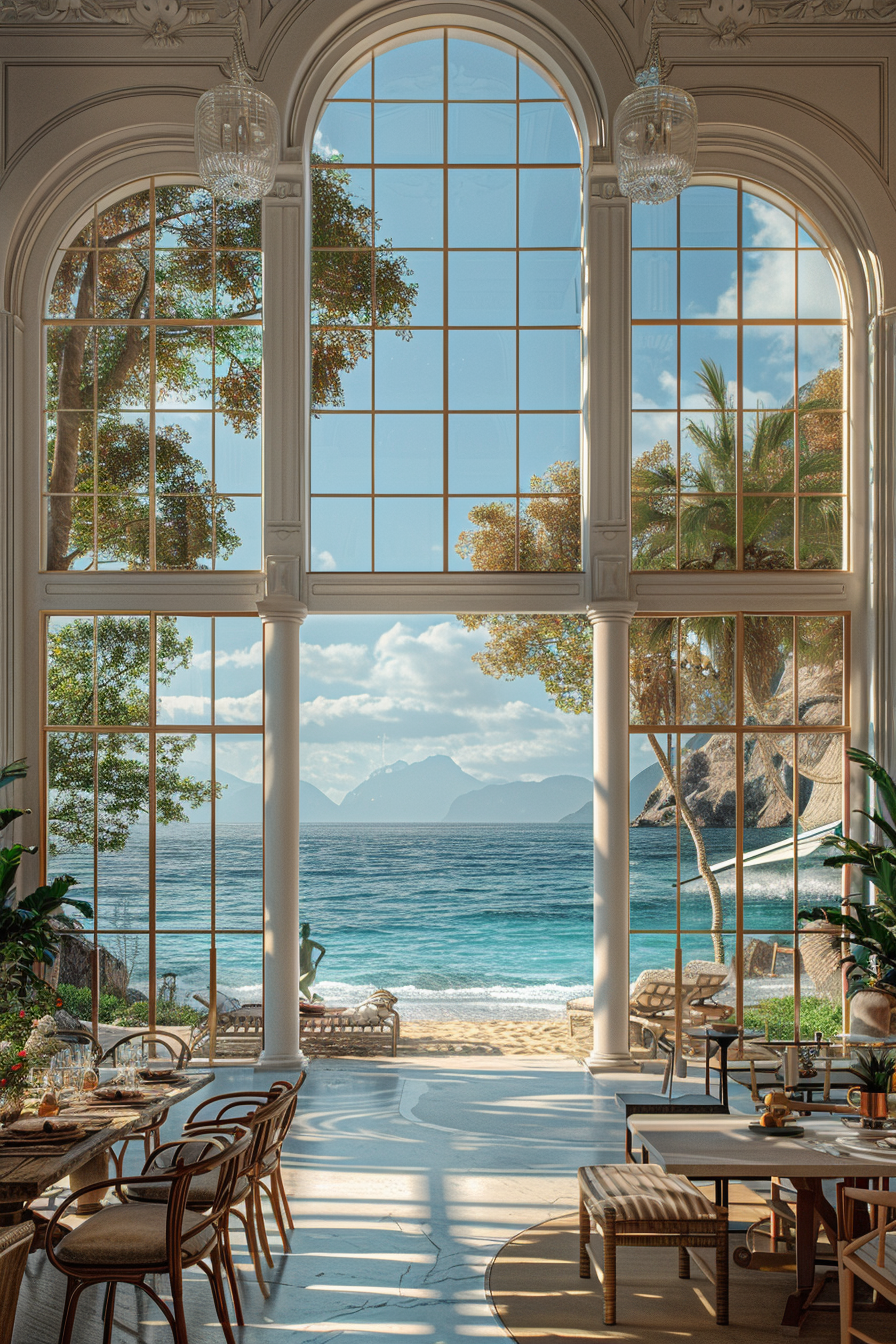 Classic Mediterranean interior with large panoramic windows (104 photos ...