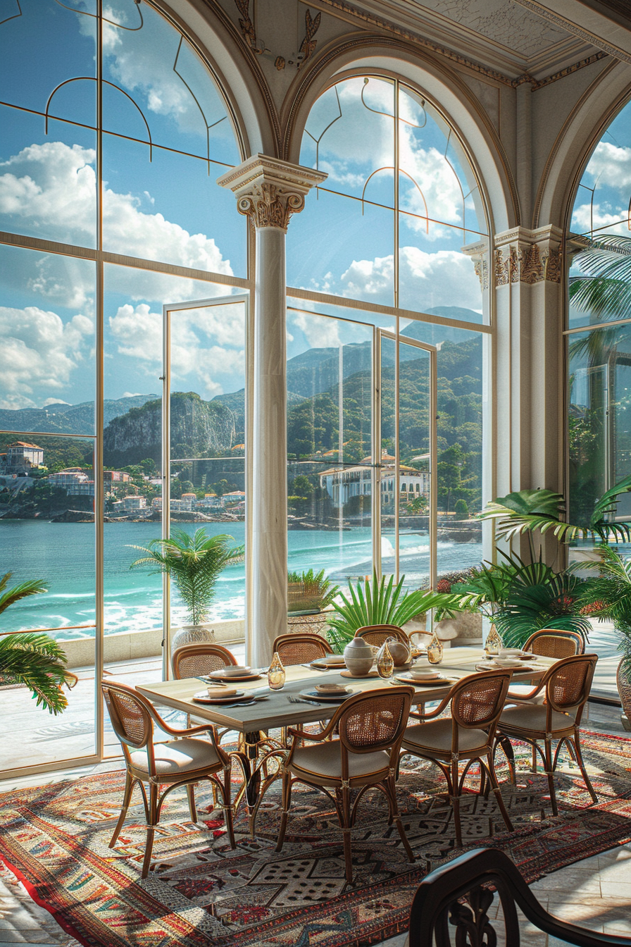 Classic Mediterranean interior with large panoramic windows (104 photos ...